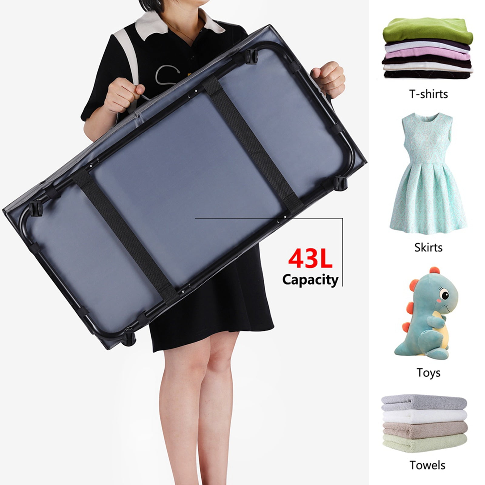Under Bed Storage Containers with Wheels, 43L Bedroom Storage ...