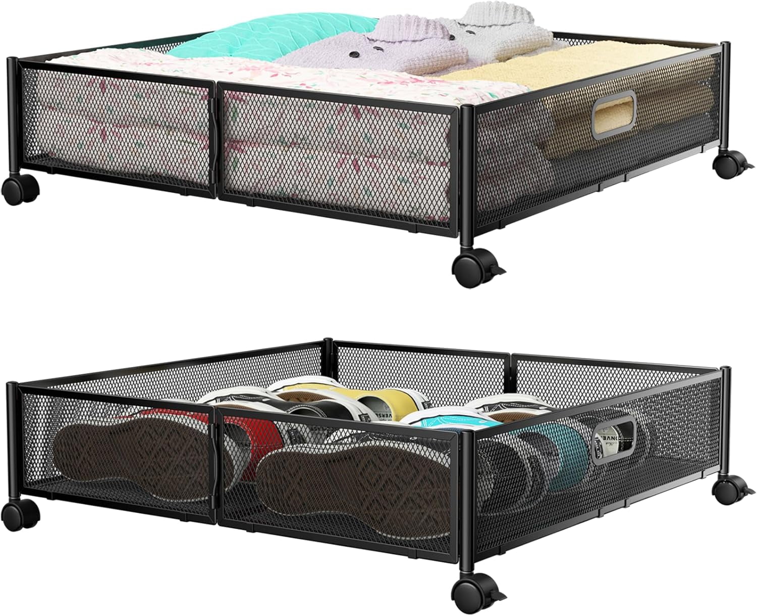 Under Bed Storage Containers with Wheels, Under Bed Shoe Storage ...