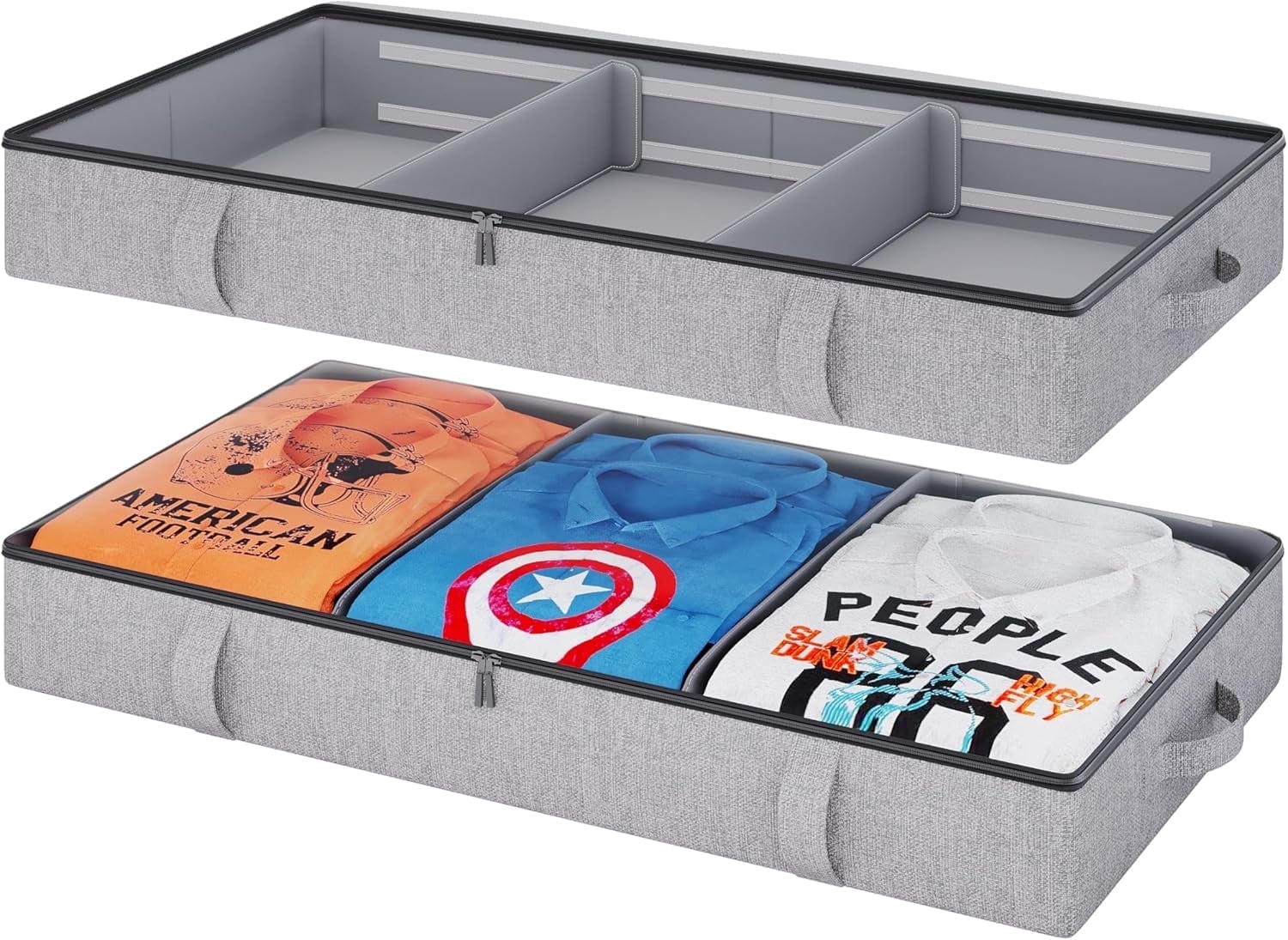 Under Bed Storage Containers with 6 Inches Tall, Clothes Storage Box ...