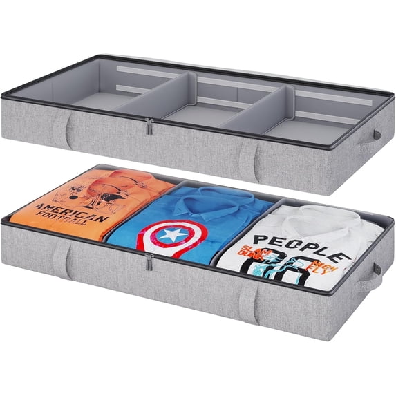 Under Bed Storage Containers with 6 Inches Tall, Clothes Storage Box ...