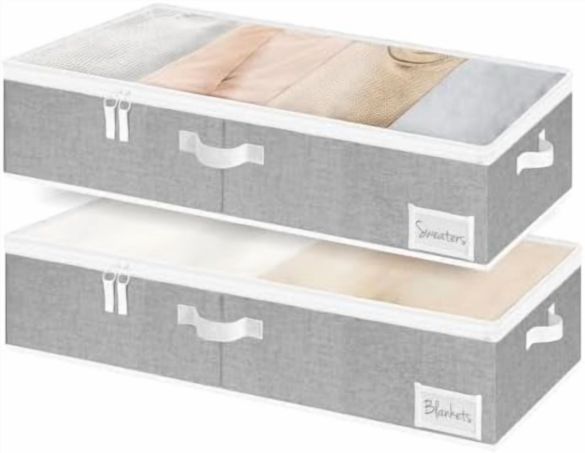 Under Bed Storage Containers with Handles and Label Holder, 2 Pack ...