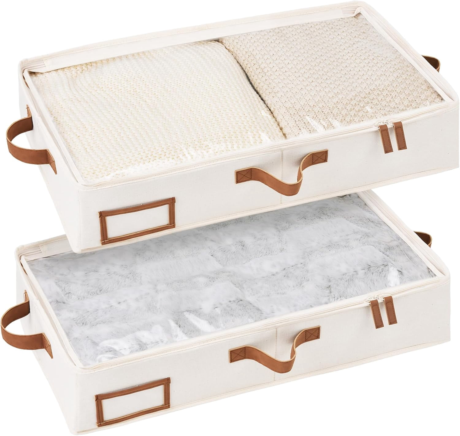 Under Bed Storage Containers with Handles and Label Holder, 2 Pack ...