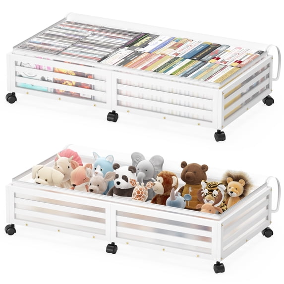 Under Bed Storage Containers with Wheels Large White - Walmart.com