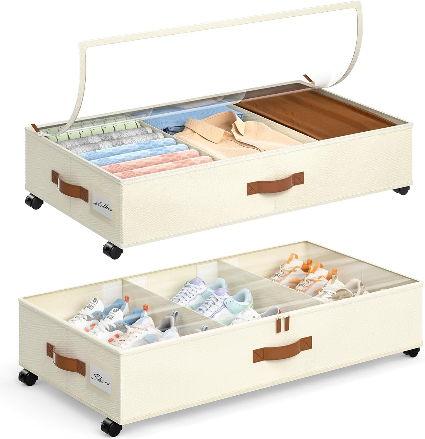 Under Bed Containers With Clear Lid LAMU 2-Pack Under Bed Storage Boxes ...
