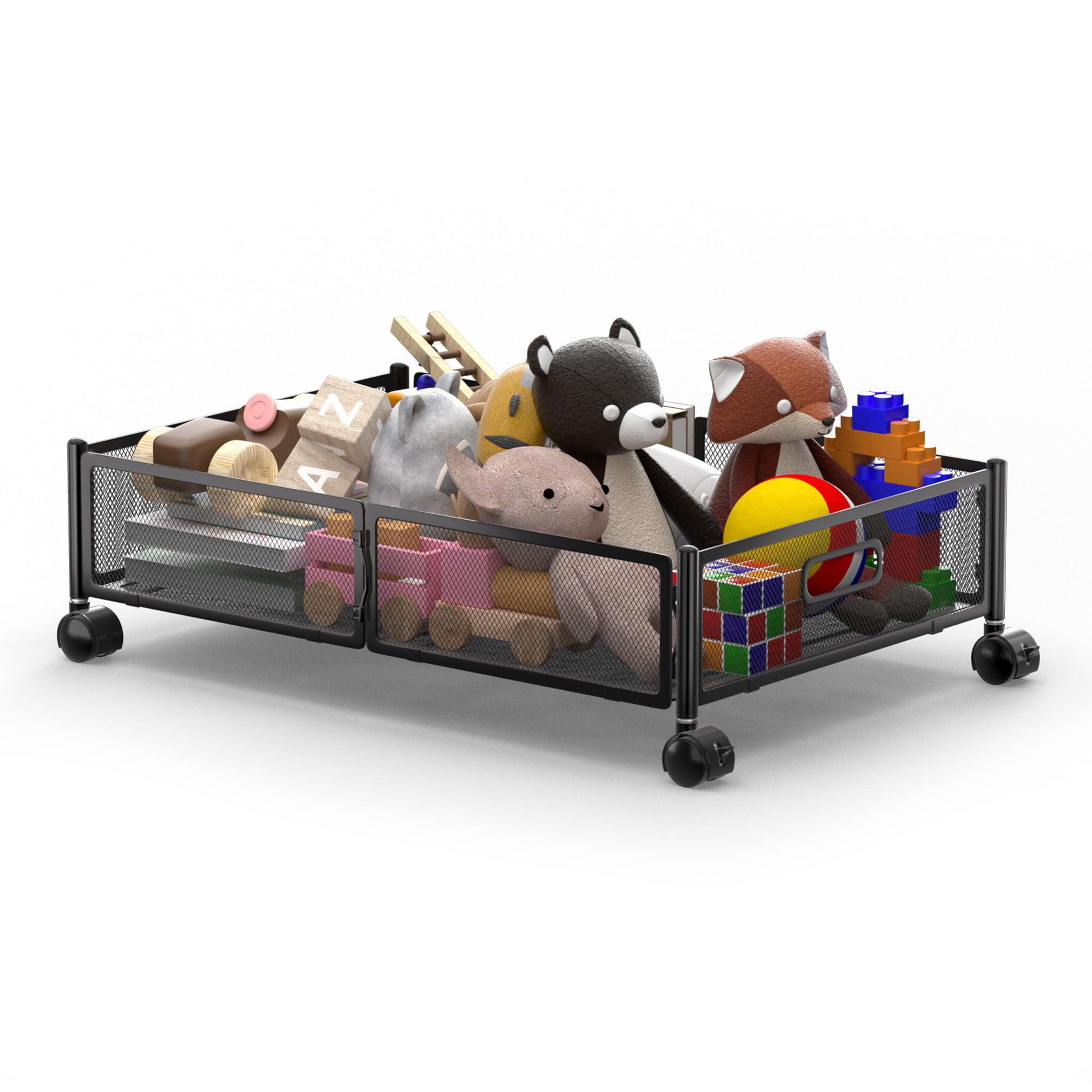 Under Bed Storage with Wheels, Foldable Metal Under Bed Storage ...