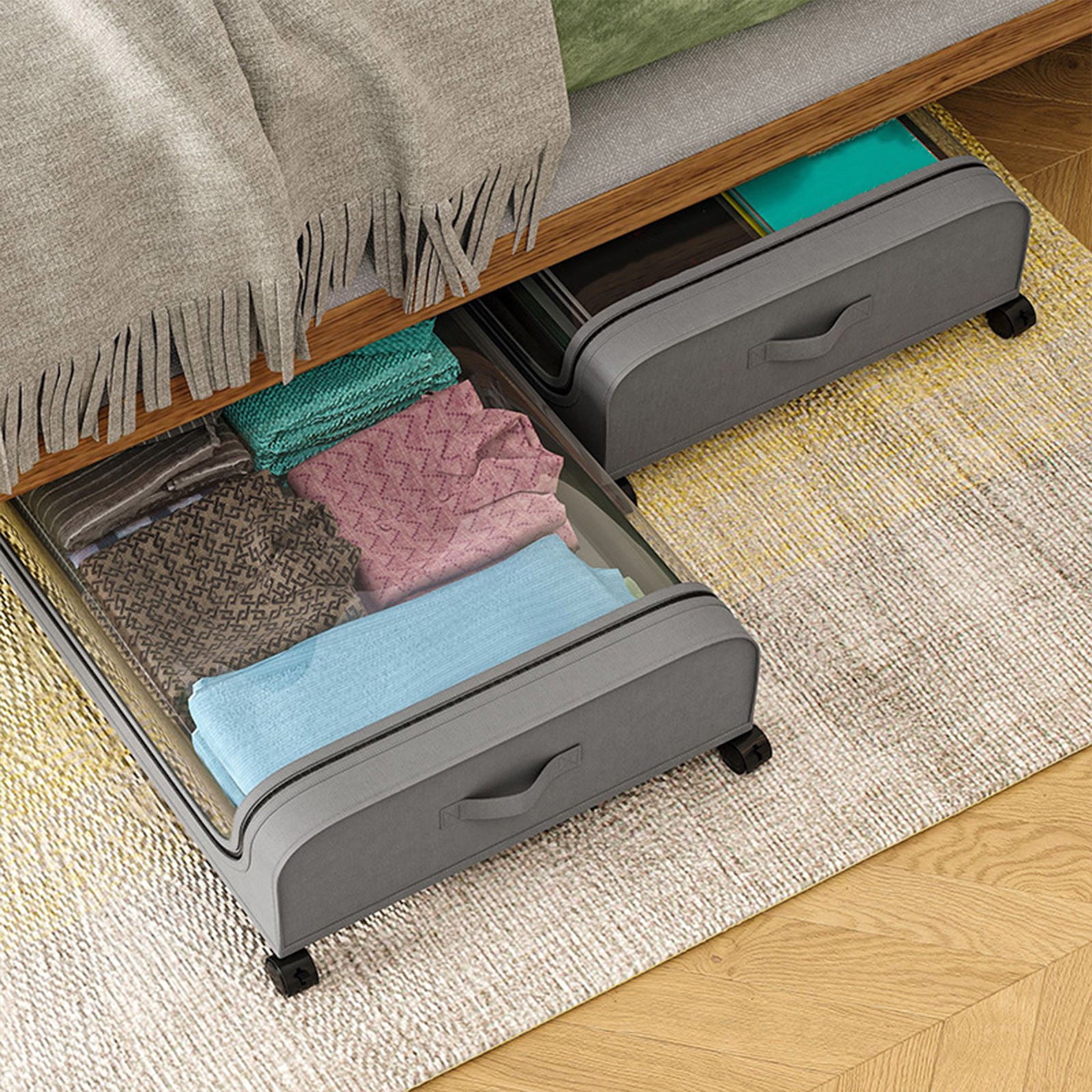 Under Bed Storage with Wheels Underbed Storage Containers with Lids ...