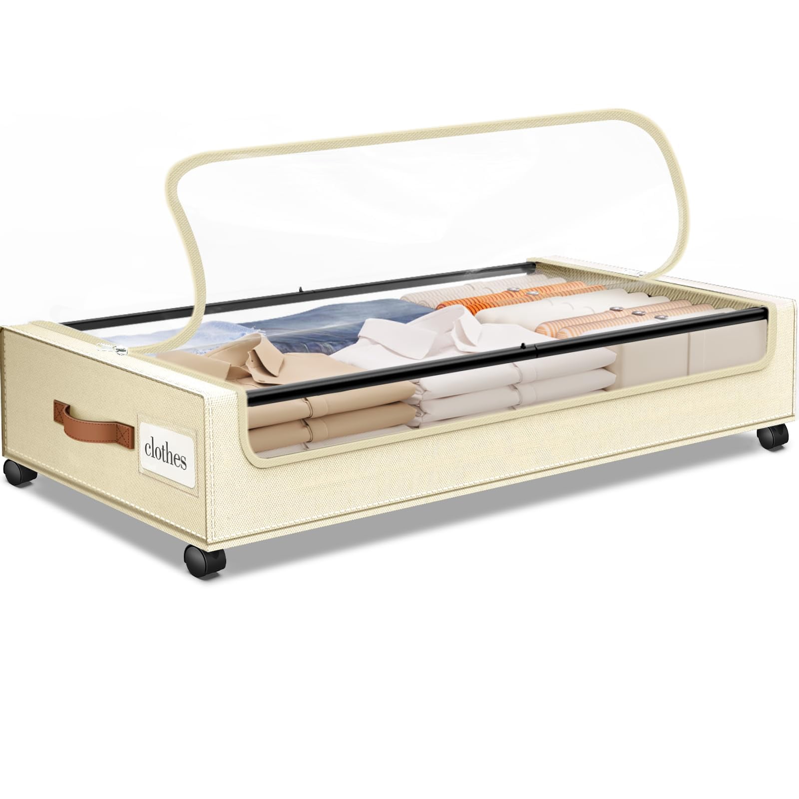 Under Bed Storage with Wheels 2Pack Storage Containers with Clear ...