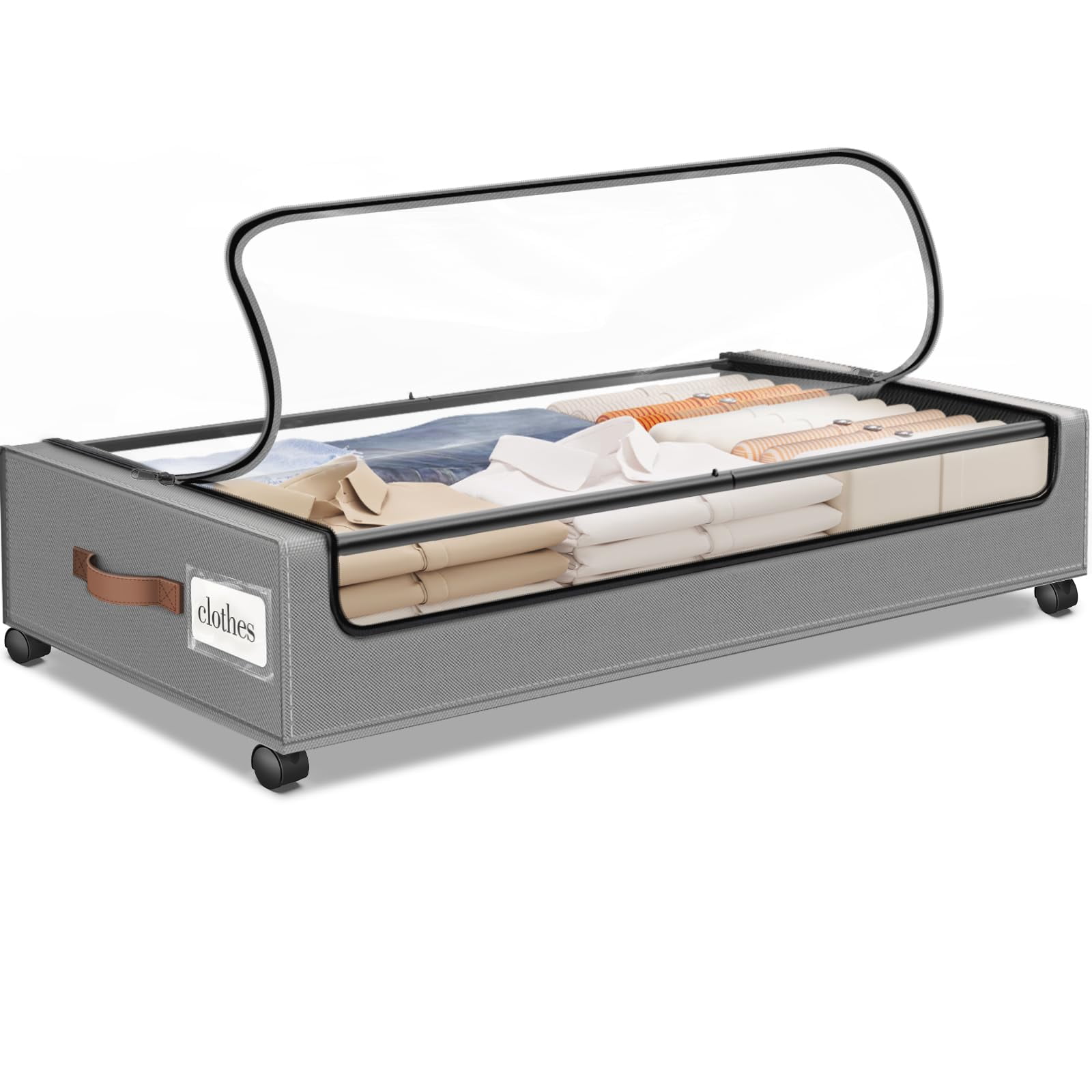 Under Bed Storage with Wheels 2Pack Storage Containers with Clear ...