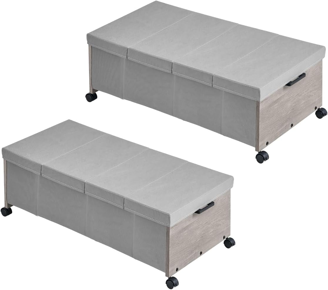 Under Bed Storage with Wheels,Under Bed Drawers Heavy Duty, 2 Packs ...