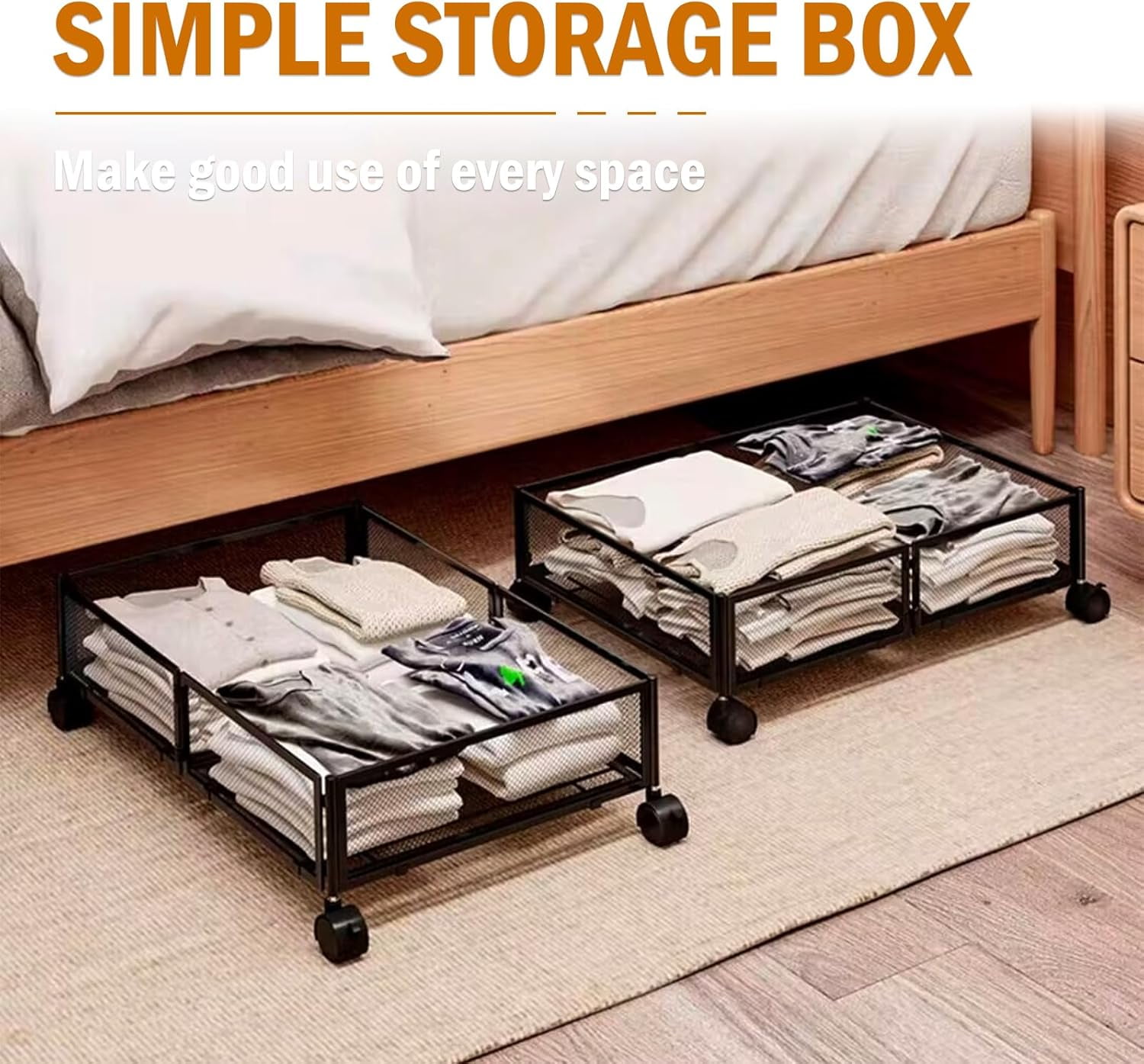 Under Bed Storage with Wheels, Under Bed Storage Organizer Drawers with ...