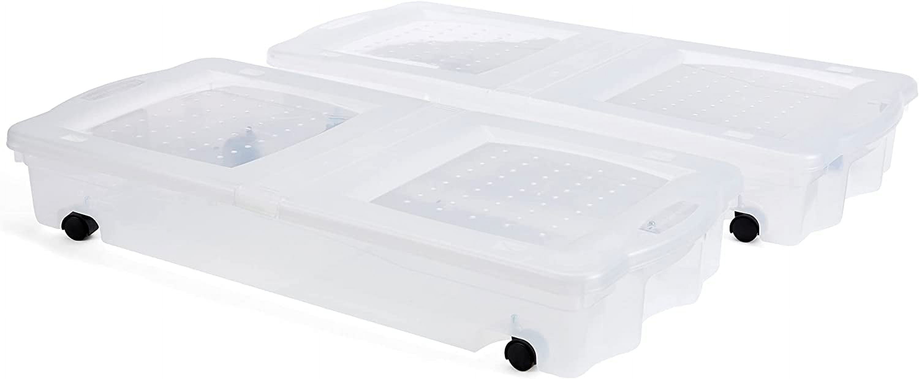 Under the Bed Wheeled Storage Box, 68 Qt, Pack of 2, Plastic Containers ...