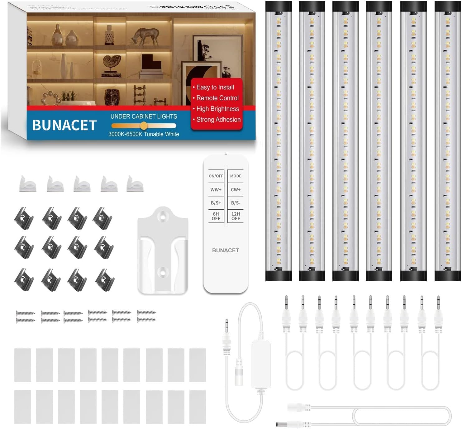 Under Cabinet Lighting with Remote Plug in, 6PCS LED Cabinet Lights ...