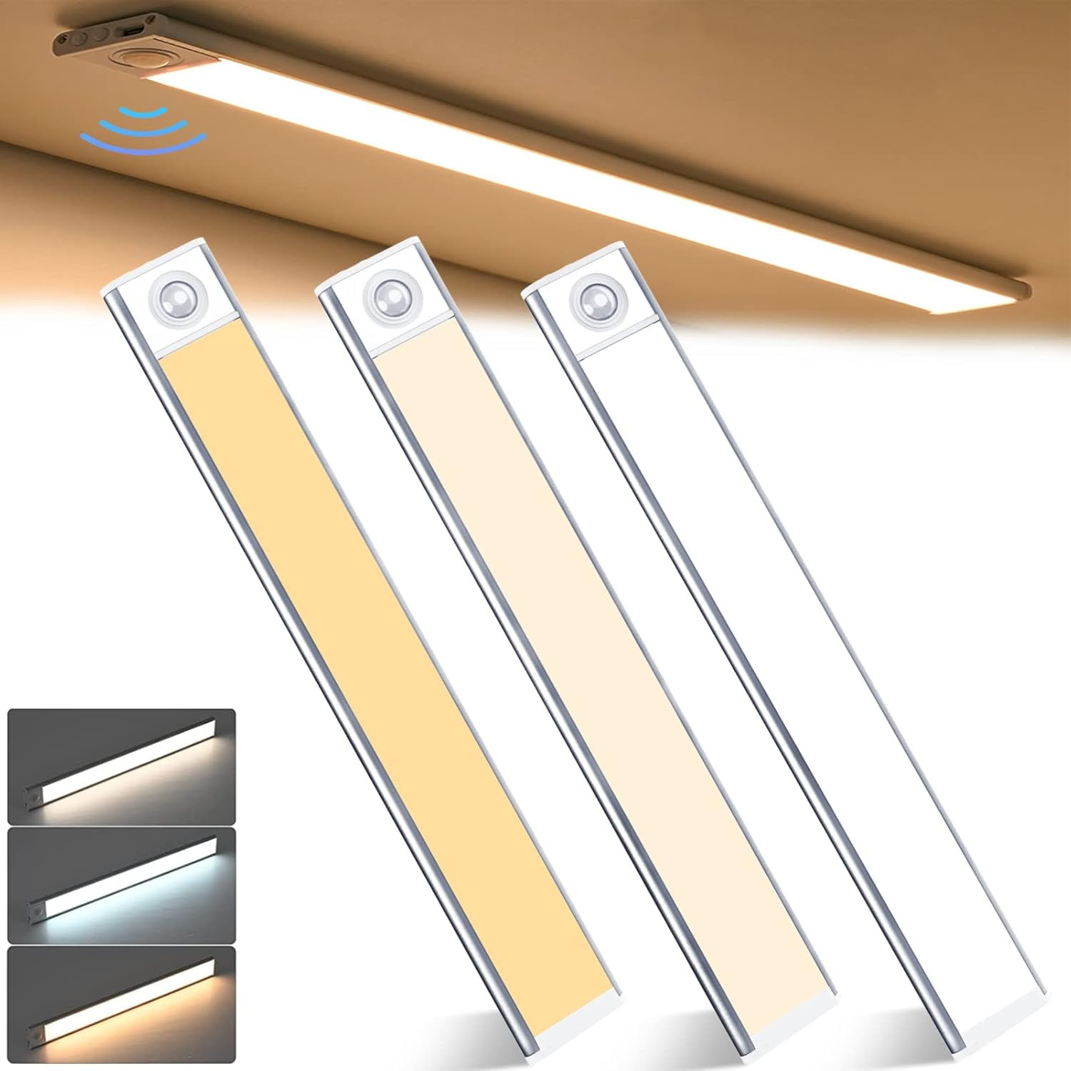 Under Cabinet Lights - Rechargeable LED Cabinet Lights, 3 Color & 54 ...