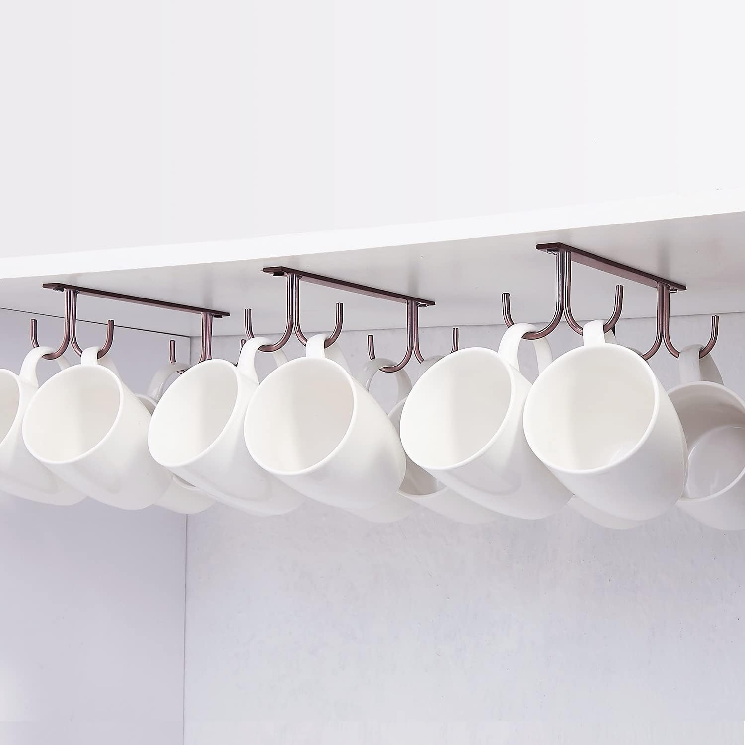 Under Cabinet Mug Rack with 12 Hooks 3 Pack Brown - Walmart.com