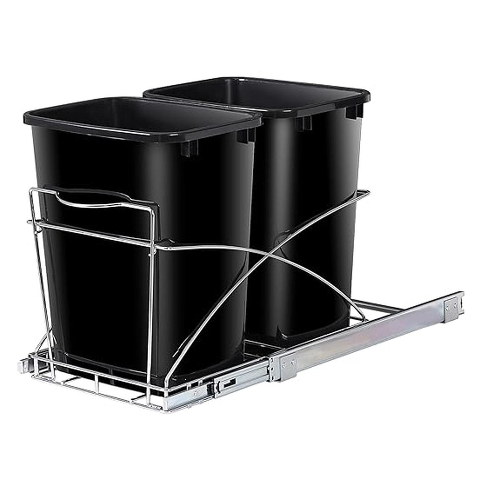 Under Cabinet Trash Can, Double 35 Quart Pull Out Kitchen Trash Can ...