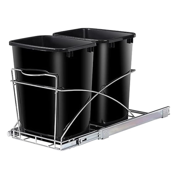 Under Cabinet Trash Can, Double 35 Quart Pull Out Kitchen Trash Can ...