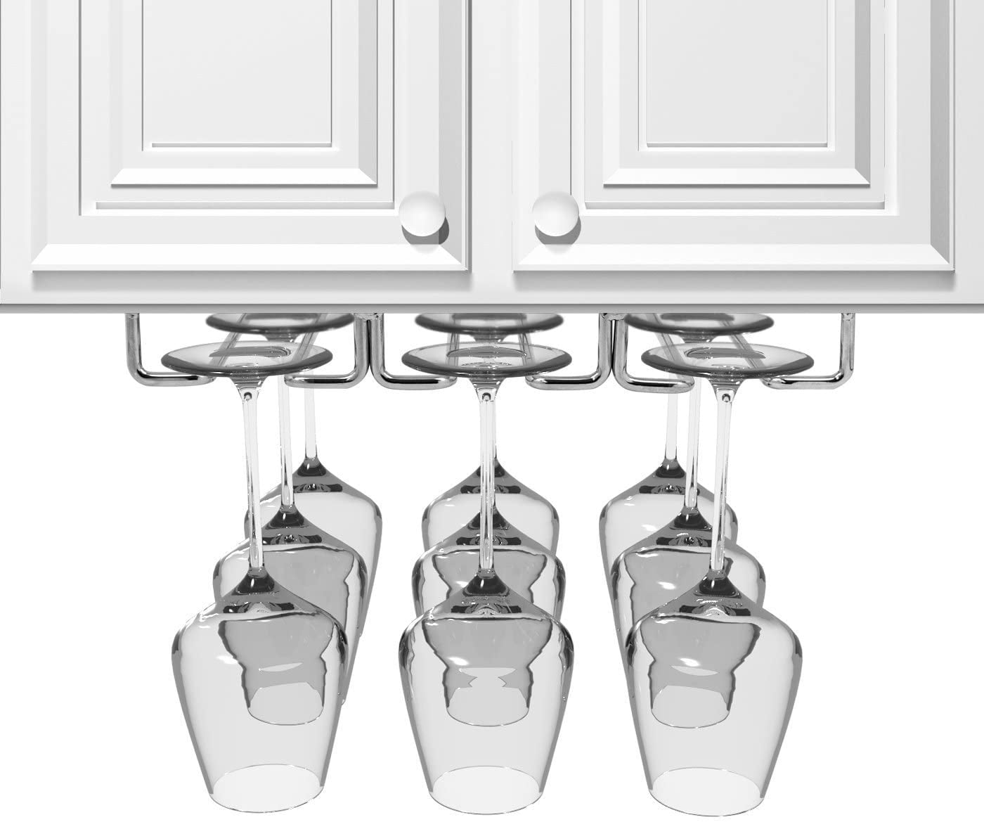 Under Cabinet Wine Glass Rack and Stemware Holder – 3 Rows Holds up to ...