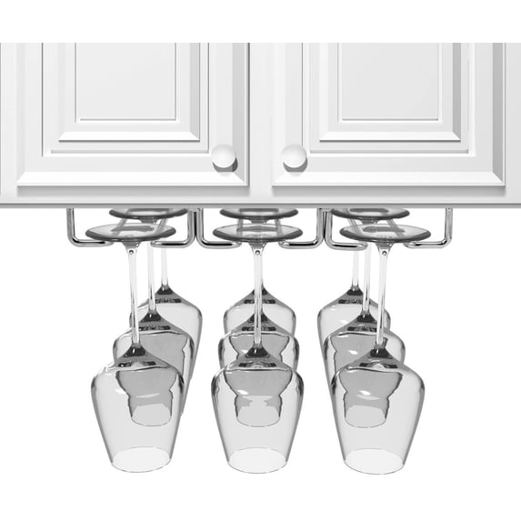 Under Cabinet Wine Glass Rack and Stemware Holder – 3 Rows Holds up to ...