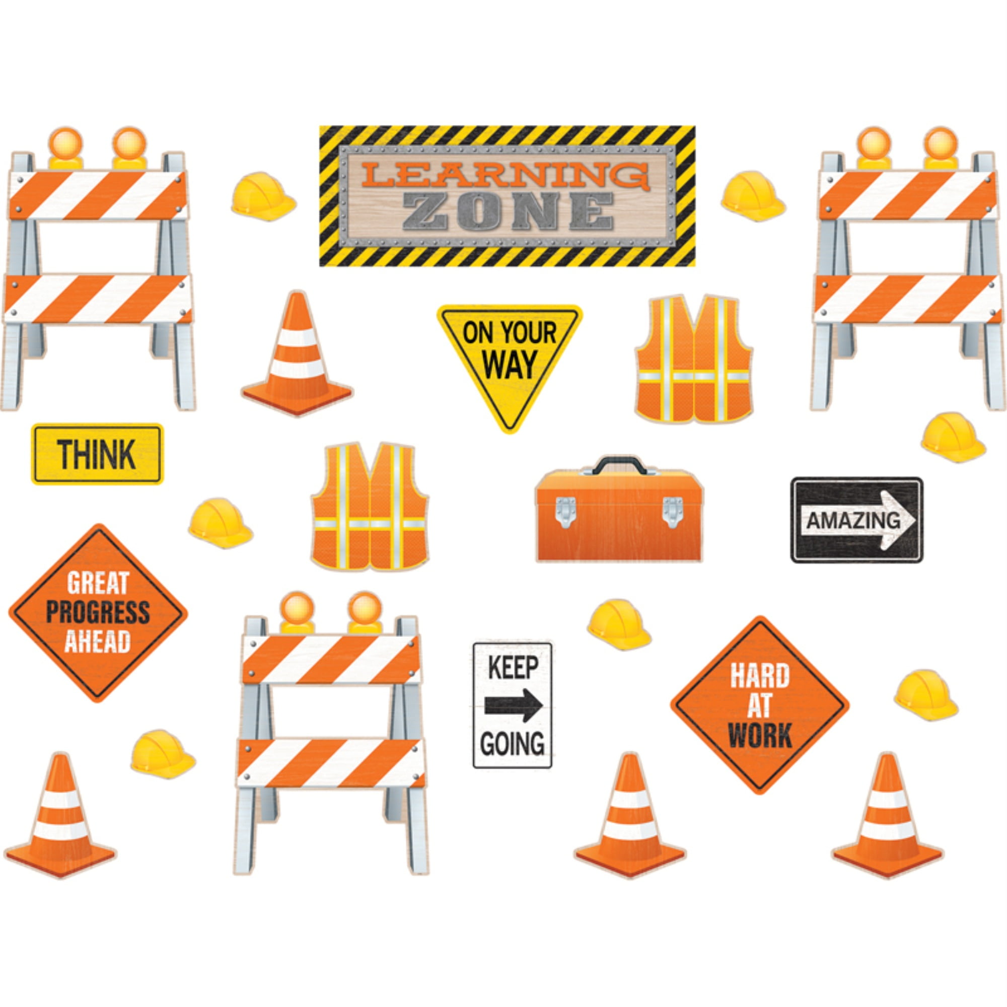 Under Construction Learning Zone Bulletin Board Display - Walmart.com