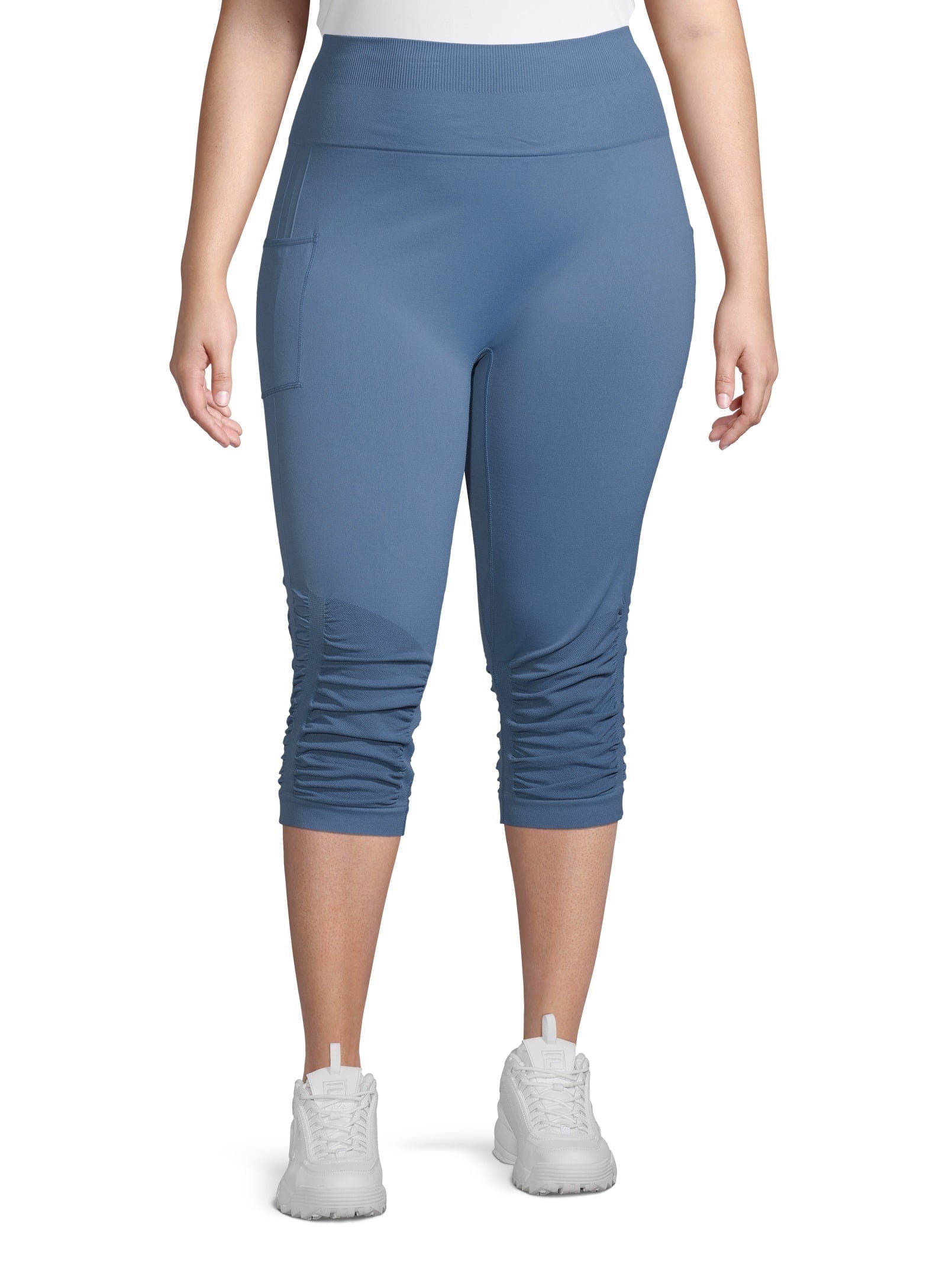 Under Control Women’s Adult Plus Size Comfortable Seamless Active Ruch Capri Legging Capris ...