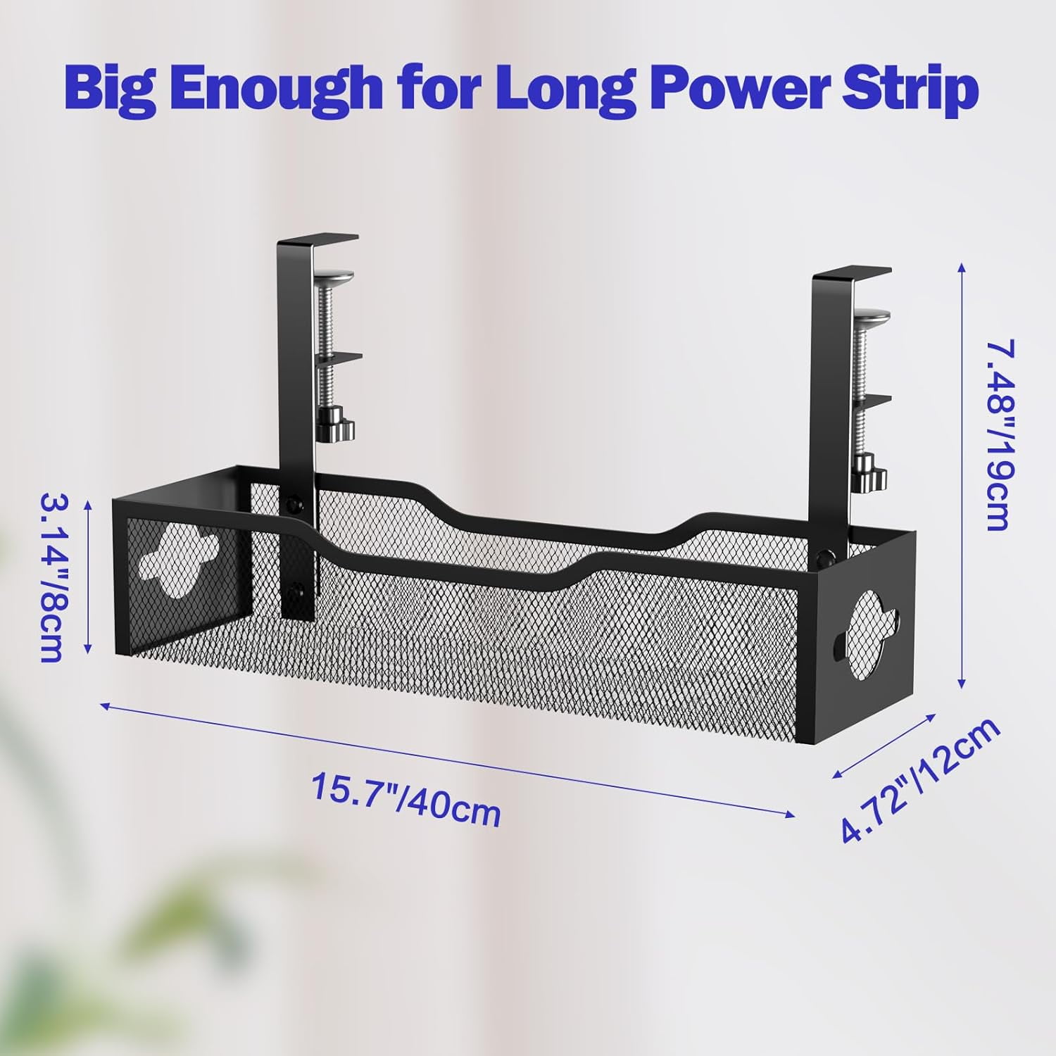 Under Desk Cable Management Tray 15.7", Extra Large Cable Management ...