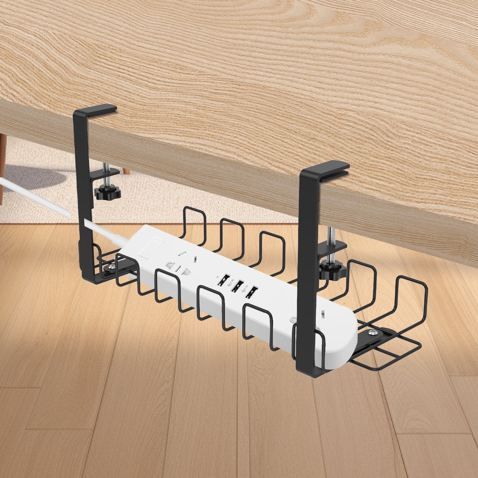 Under Desk Cable Management Tray, 15.7'' No Drill Steel Desk Cable ...