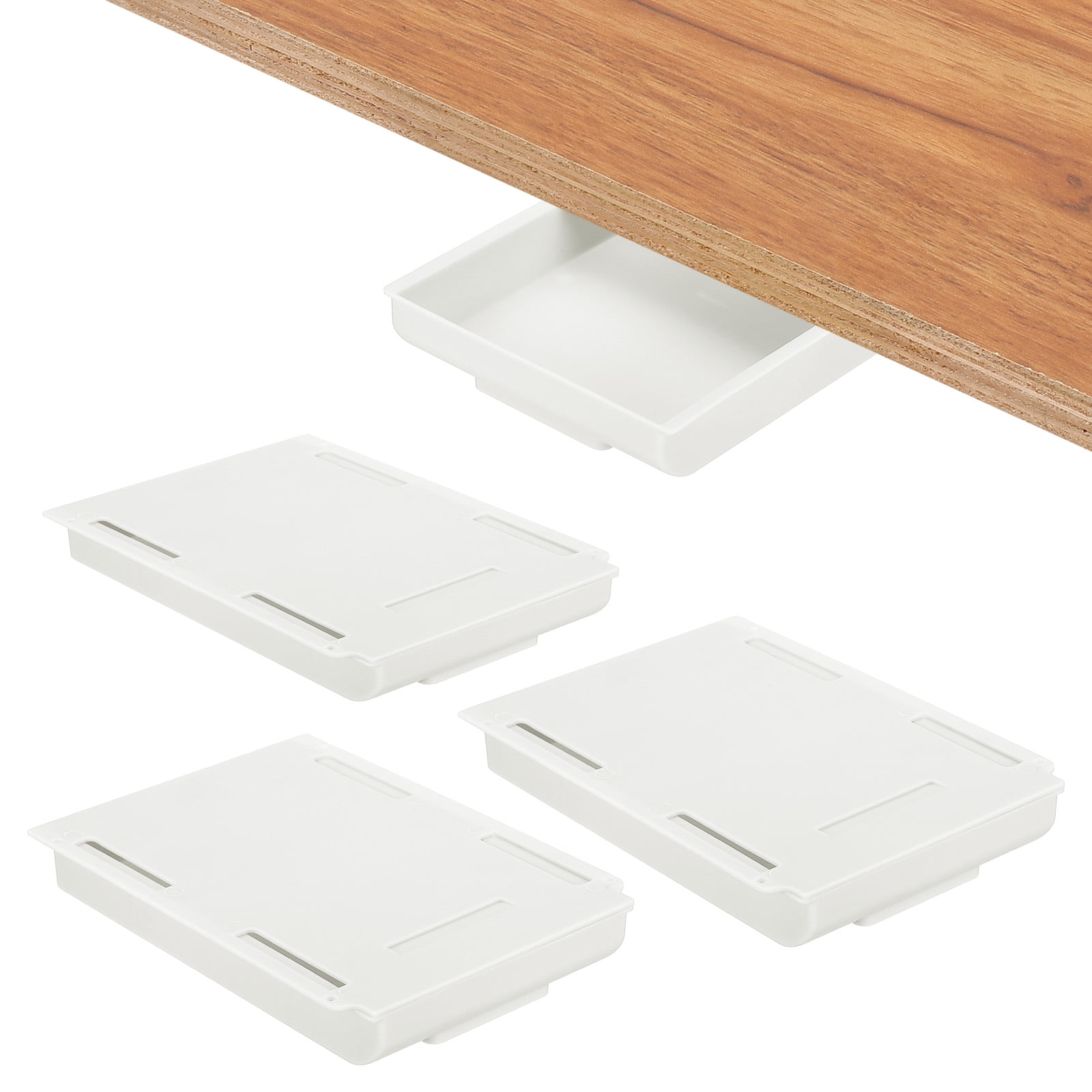Under Desk Drawer, 4 Pcs Under Table Storage Self-Adhesive Attachment ...