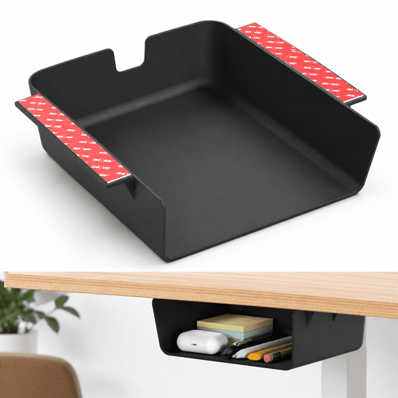 Under Desk Drawer Organizer, Plastic, 10.04 x 9.88 x 3.23 Inches, Space ...