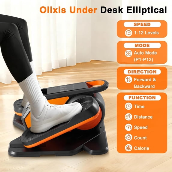 Under-Desk Elliptical Machine–Compact & Quiet Mini Pedal Exerciser with ...