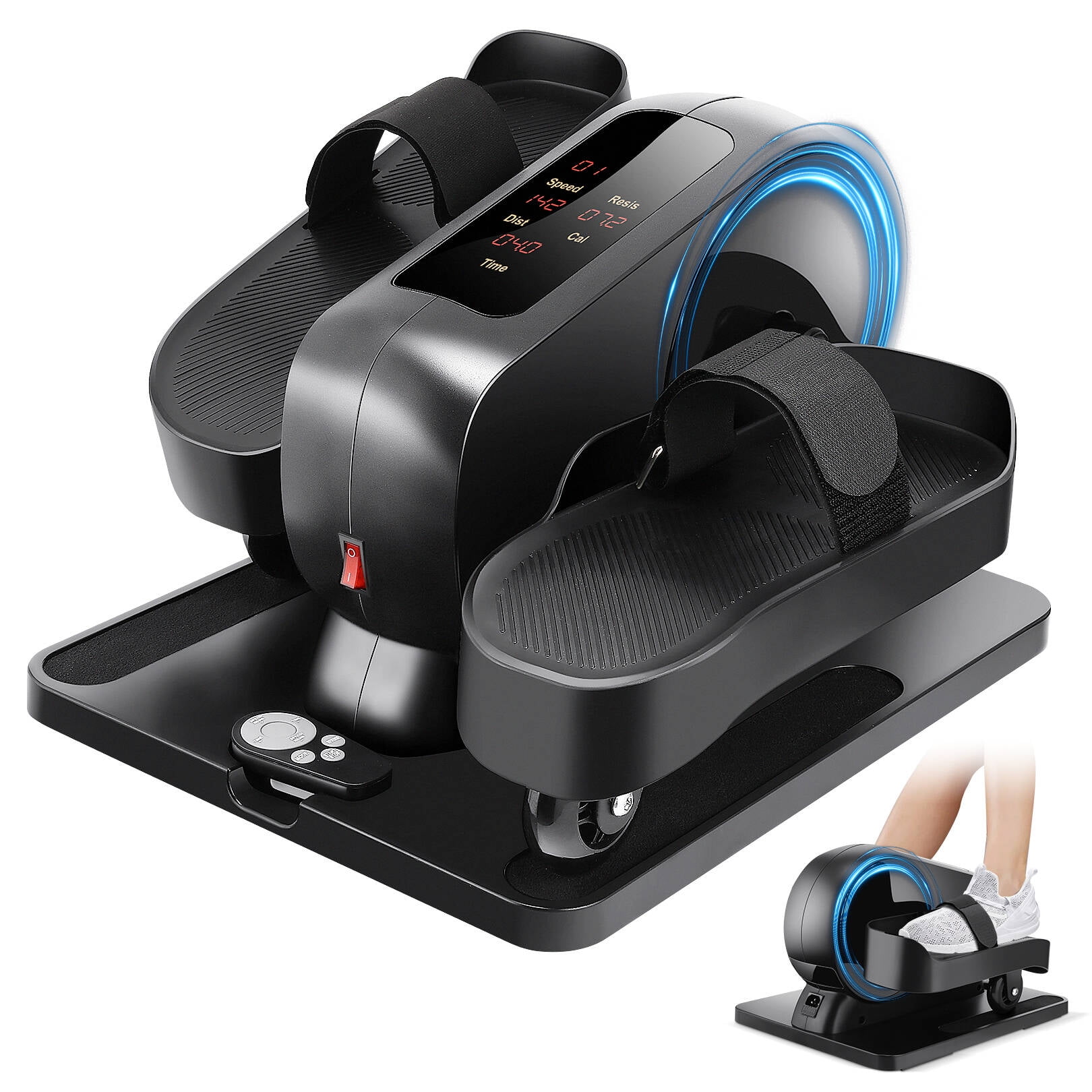 Under Desk Elliptical Machine, Seated Pedal Exerciser with Remote ...