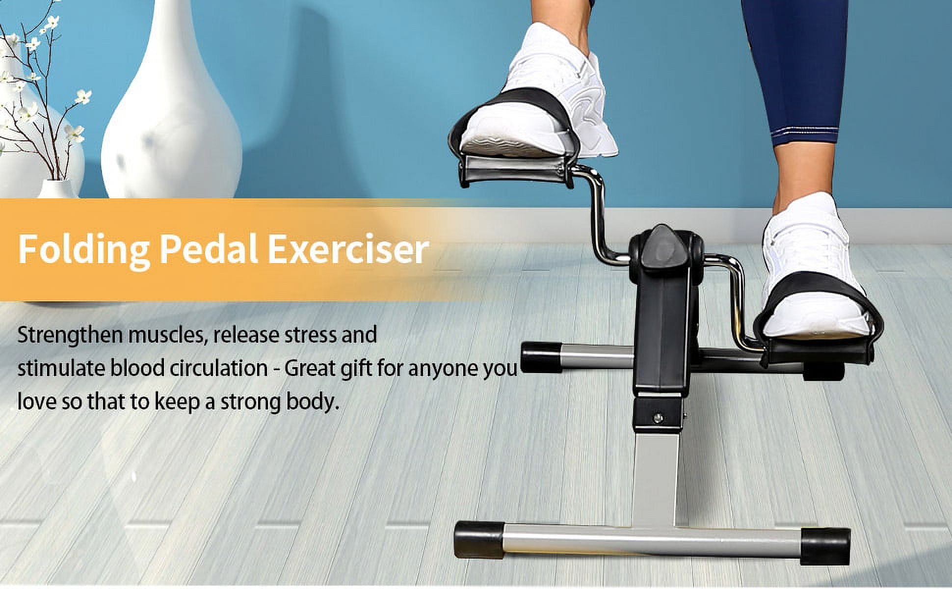 Under Desk Folding Pedal Exerciser with LCD Display,Leg Exerciser with ...