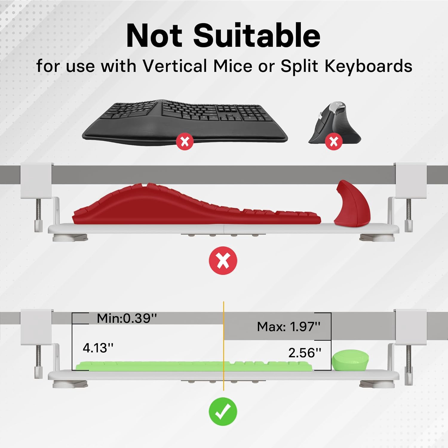 Under Desk Keyboard Tray, Pull-Out Keyboard & Mouse Platform with C ...