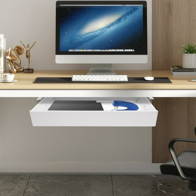 Under Desk Mounted Sliding Pull-out Drawer Drawer Storage Organizer for ...
