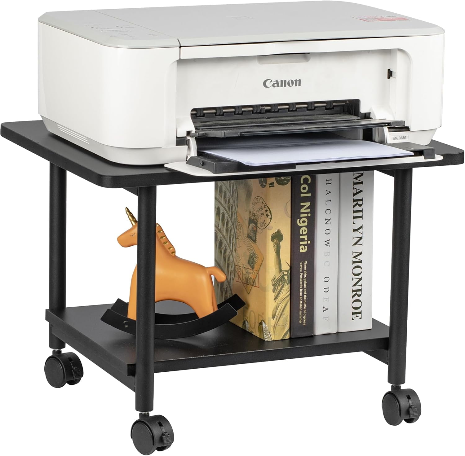 Under Desk Printer Stand - 2-Tier Industrial Mobile Printer Table with ...