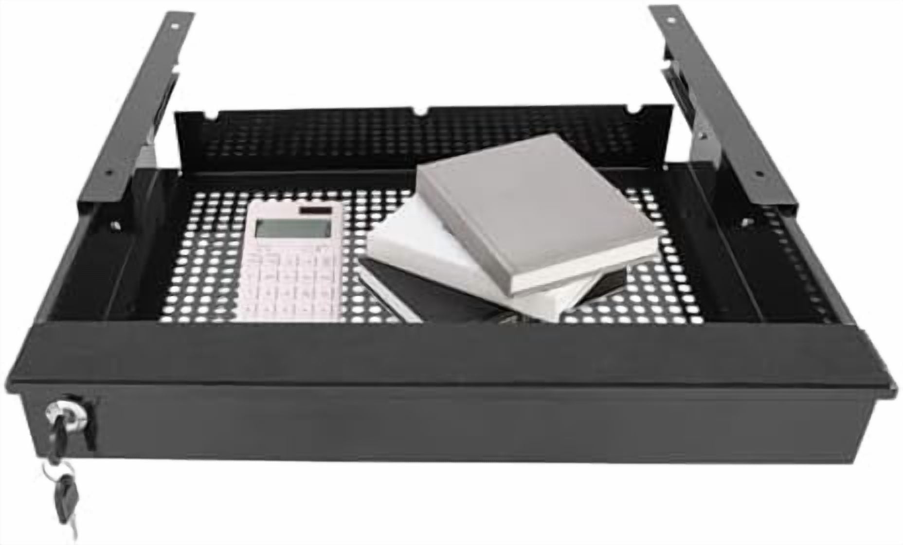 Under Desk Pull-out Drawer with Lock - 17 Inch Sliding Drawer, Lockable ...
