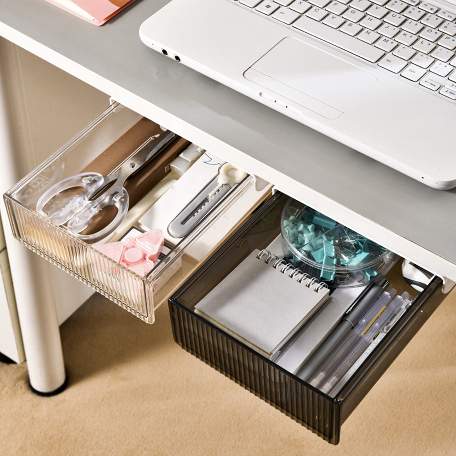 Under Desk Storage Drawers, Self-Adhesive Drawer Organizer for Under ...