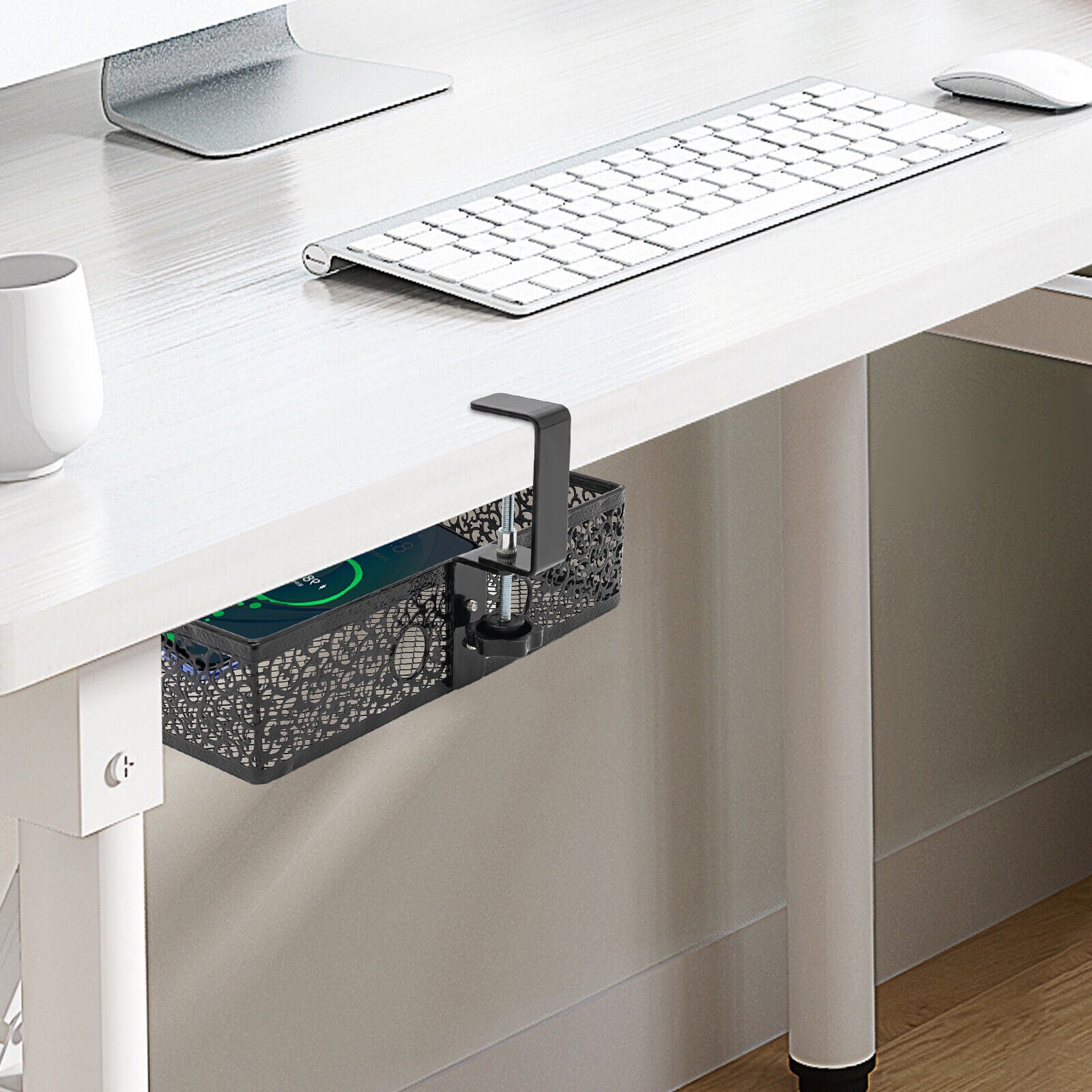 Under Desk Storage Organizer 0.3-2in Under Desk Storage Basket 360 ...