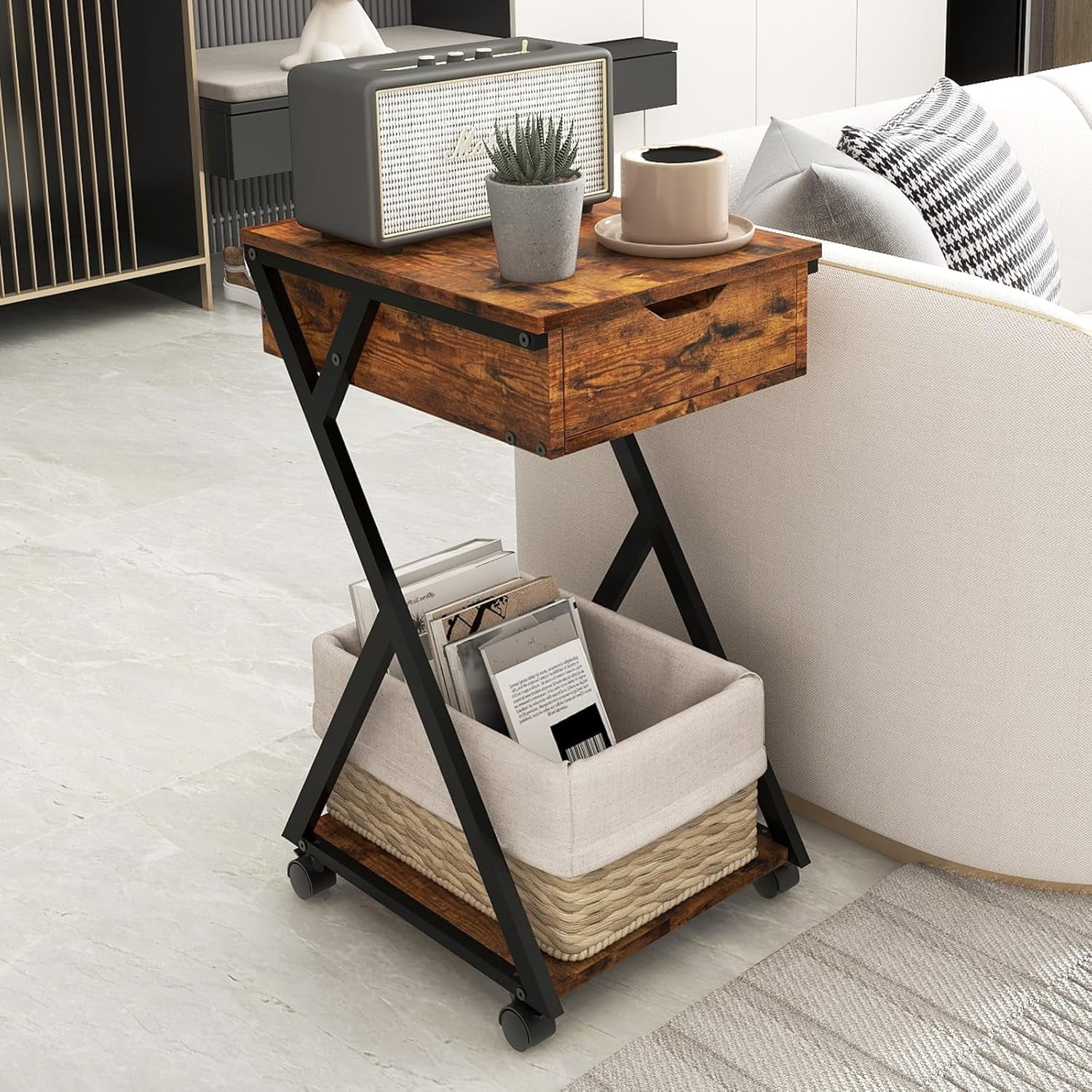 Under Desk Storage Stand Under The Table Rolling Cabinet with Lockable ...