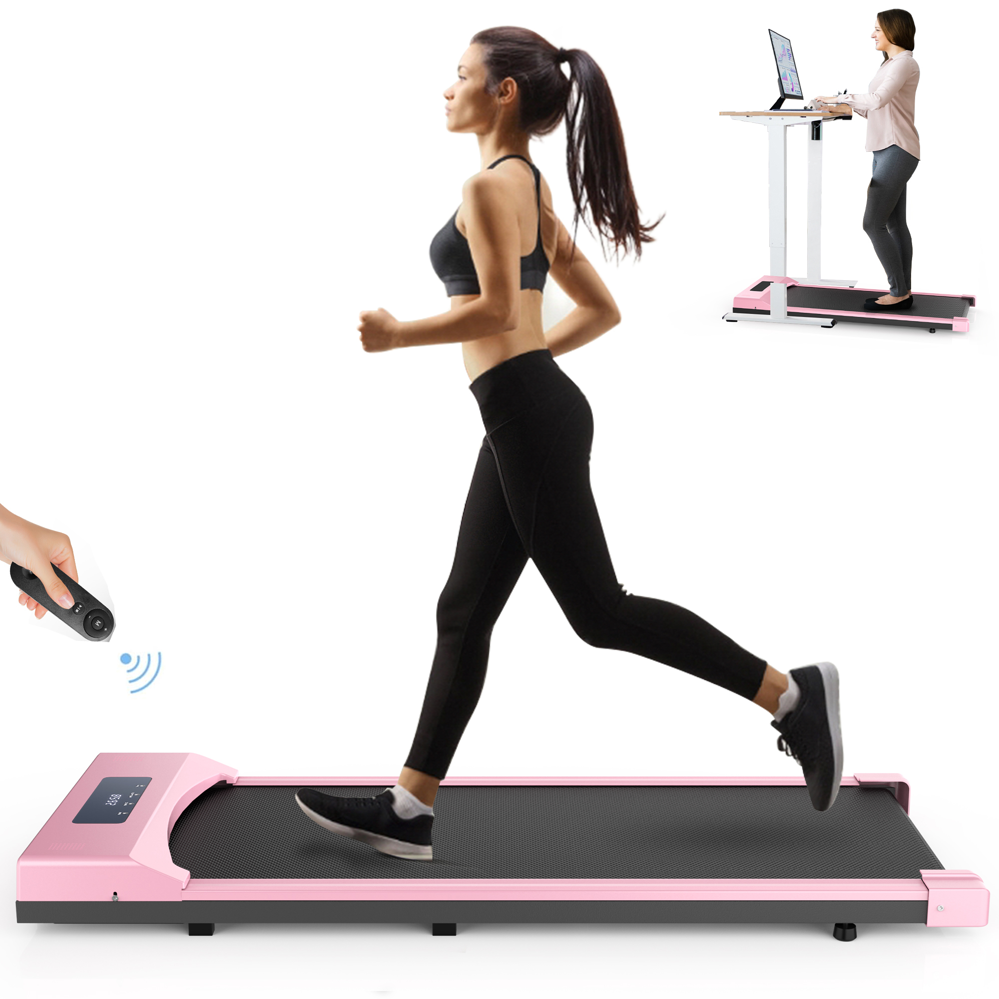 Sunny Health & Fitness Walkstation Slim Flat Treadmill for Under Desk ...