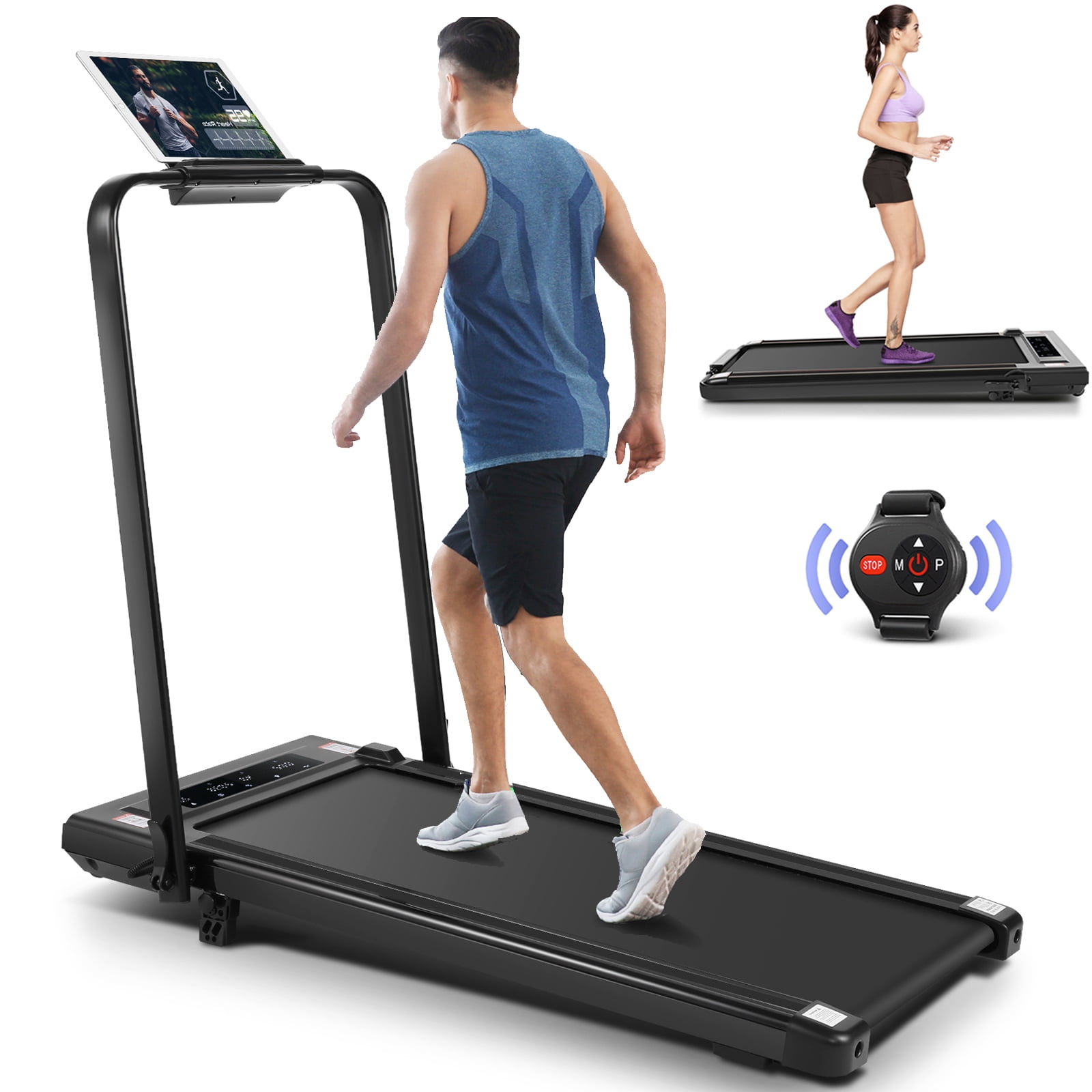 2 in 1 Folding Treadmill, 300lb Capacity, Portable & Compact for Home ...