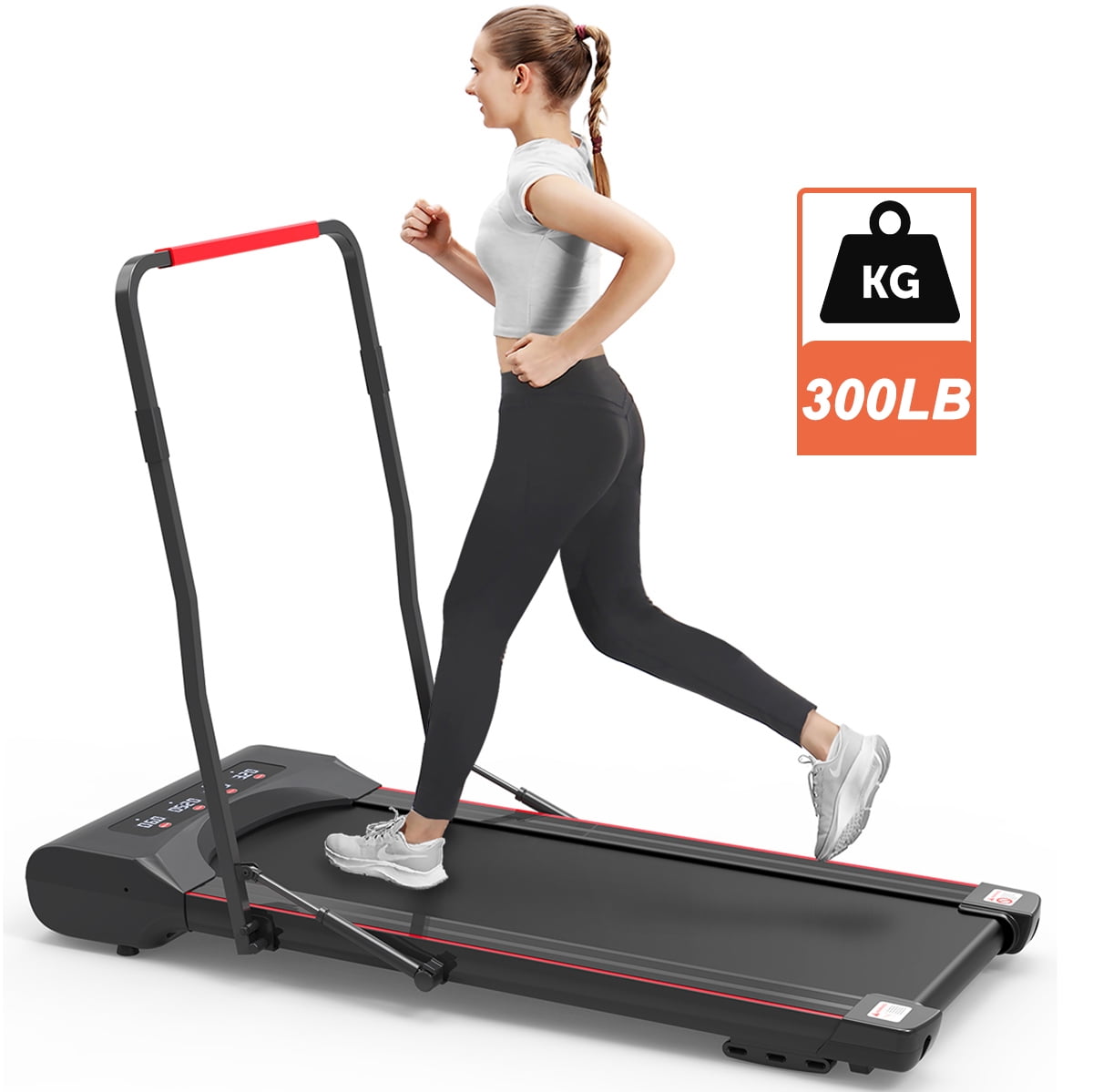 Under Desk Walking Pad Treadmill Foldable with Handlebar Remote ...