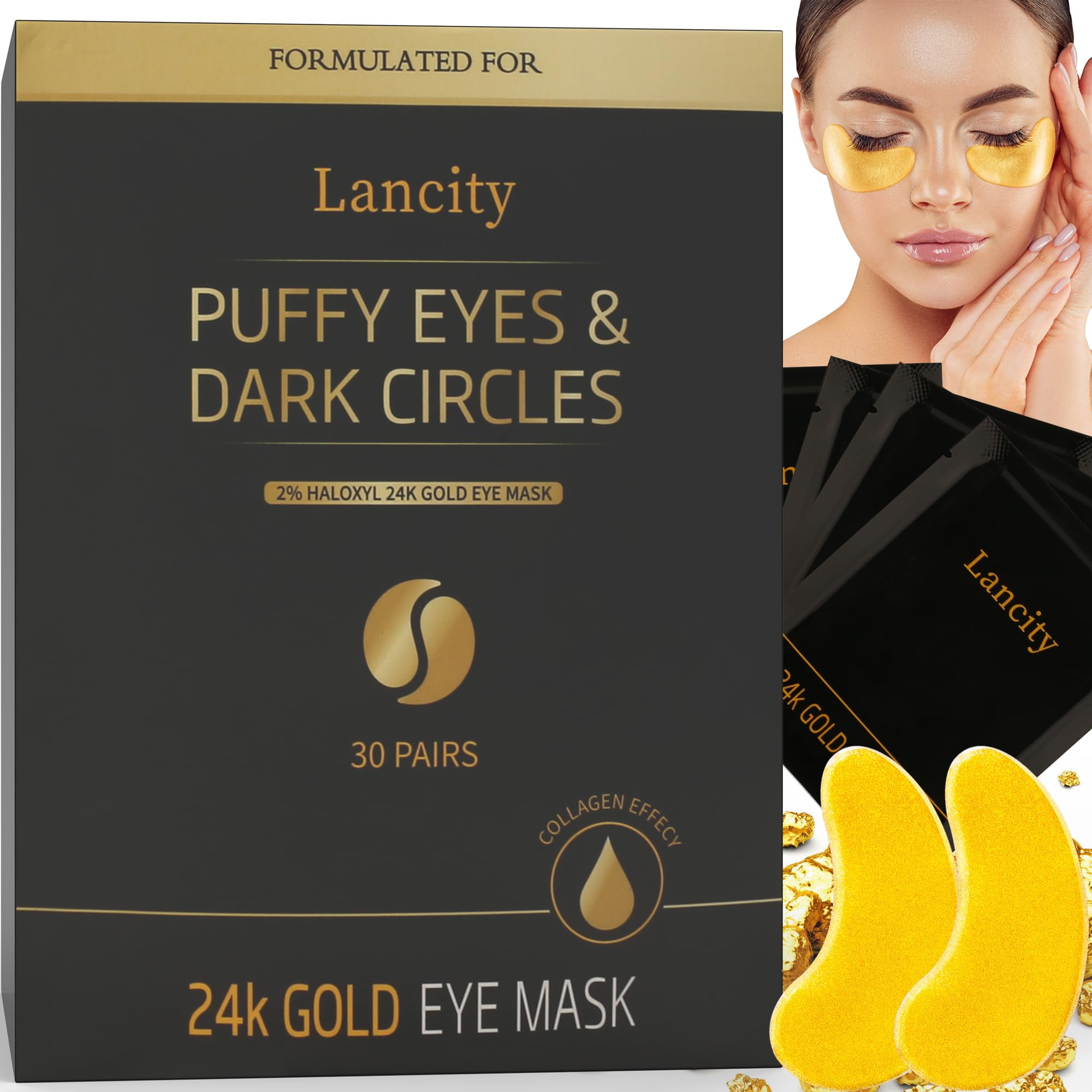 Under Eye Patches (30 MMF7 Pairs) 2% Haloxyl 24K Gold Jelly Eye Masks ...