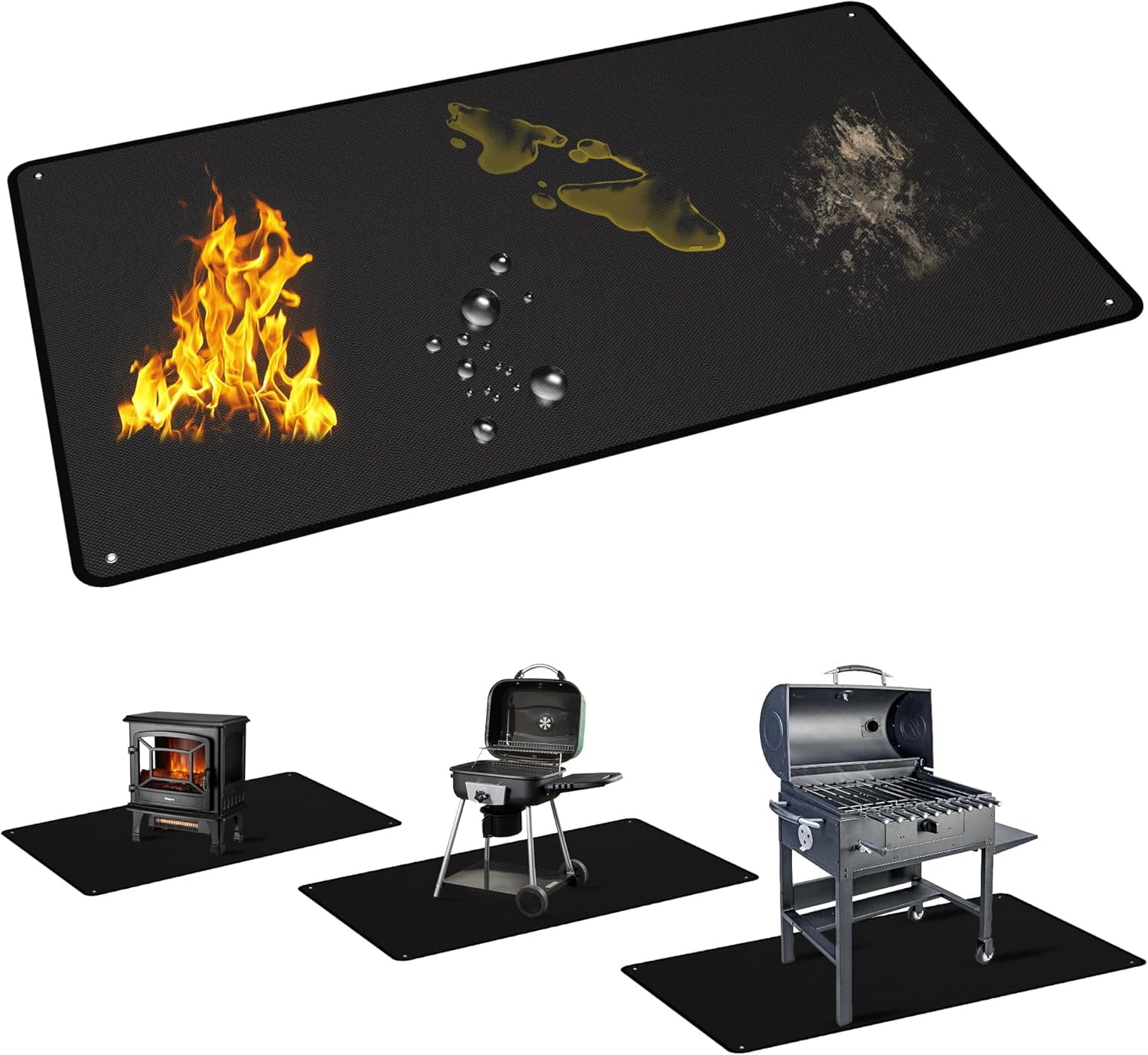 Under Grill Mat, Double-Sided Fireproof Protector Pad, Waterproof, Oil ...