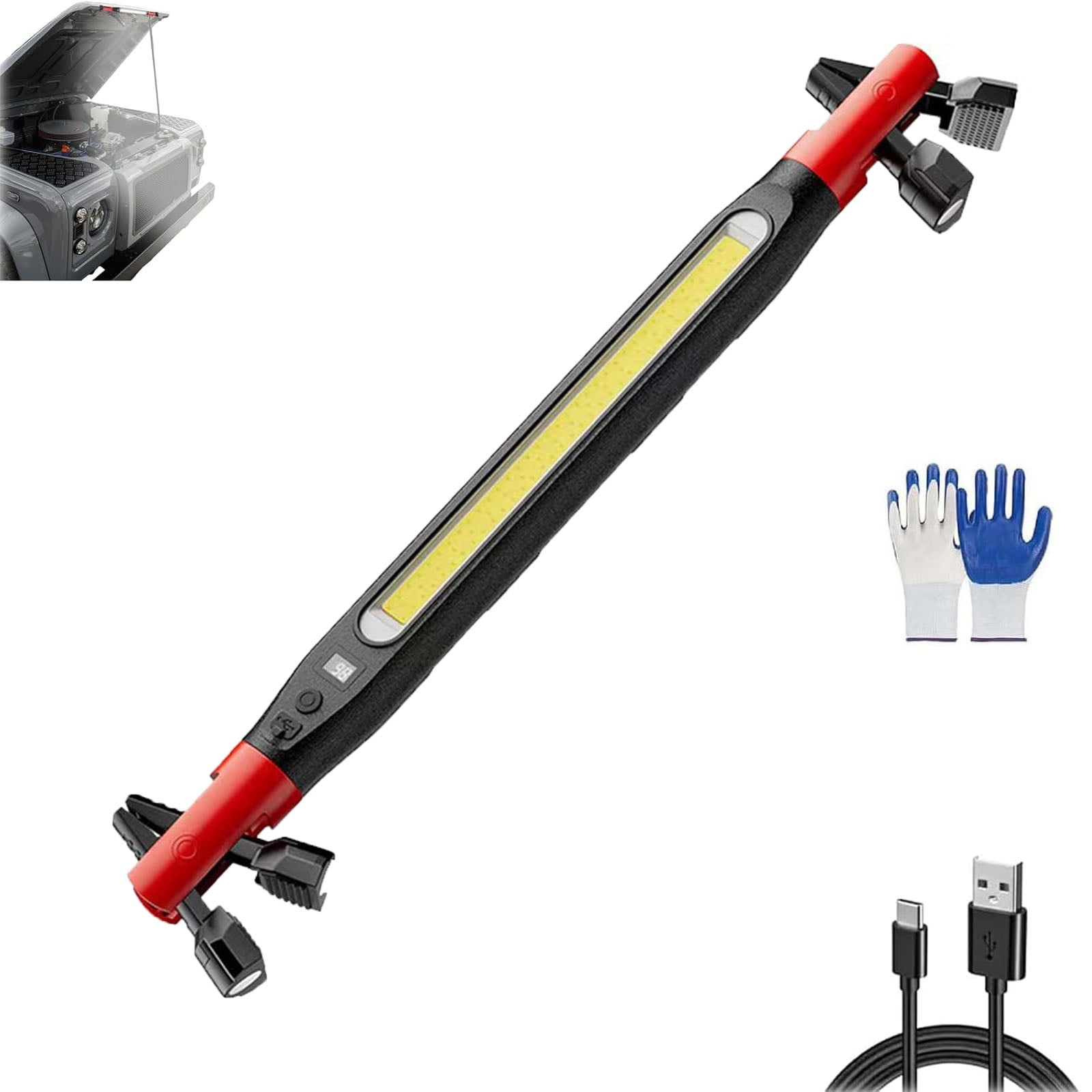 Under Hood Work Light Bar, 2026 New Rechargeable Magnetic Work Light ...