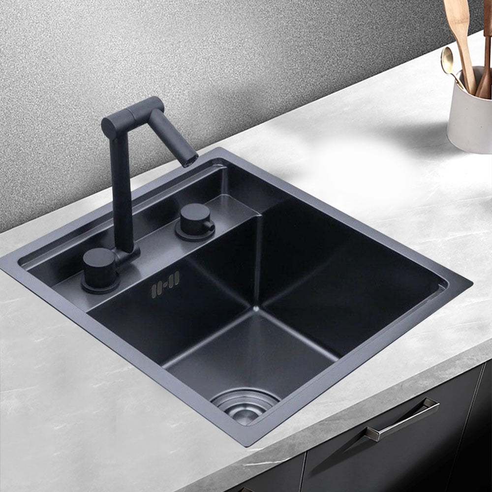 Under-Mount Hidden Kitchen Sink Set, Stainless Steel 9" Deep Single ...