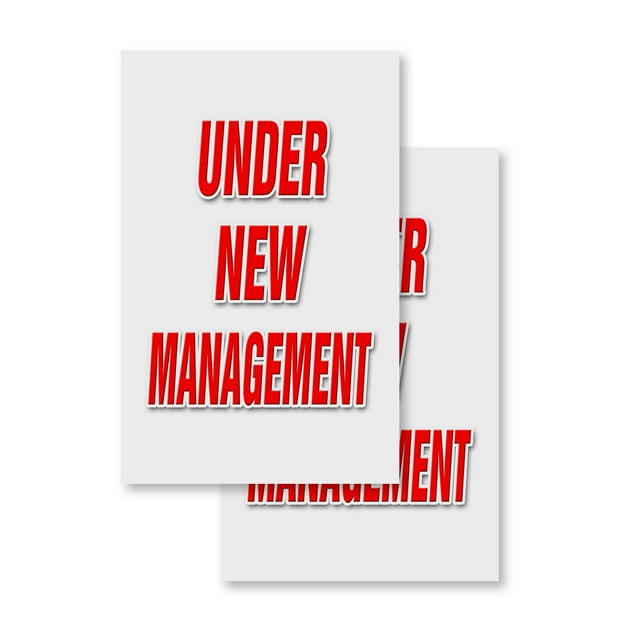 Under New Management (2-PACK) 24" x 36" Vinyl Decals | Sign Insert Peel ...