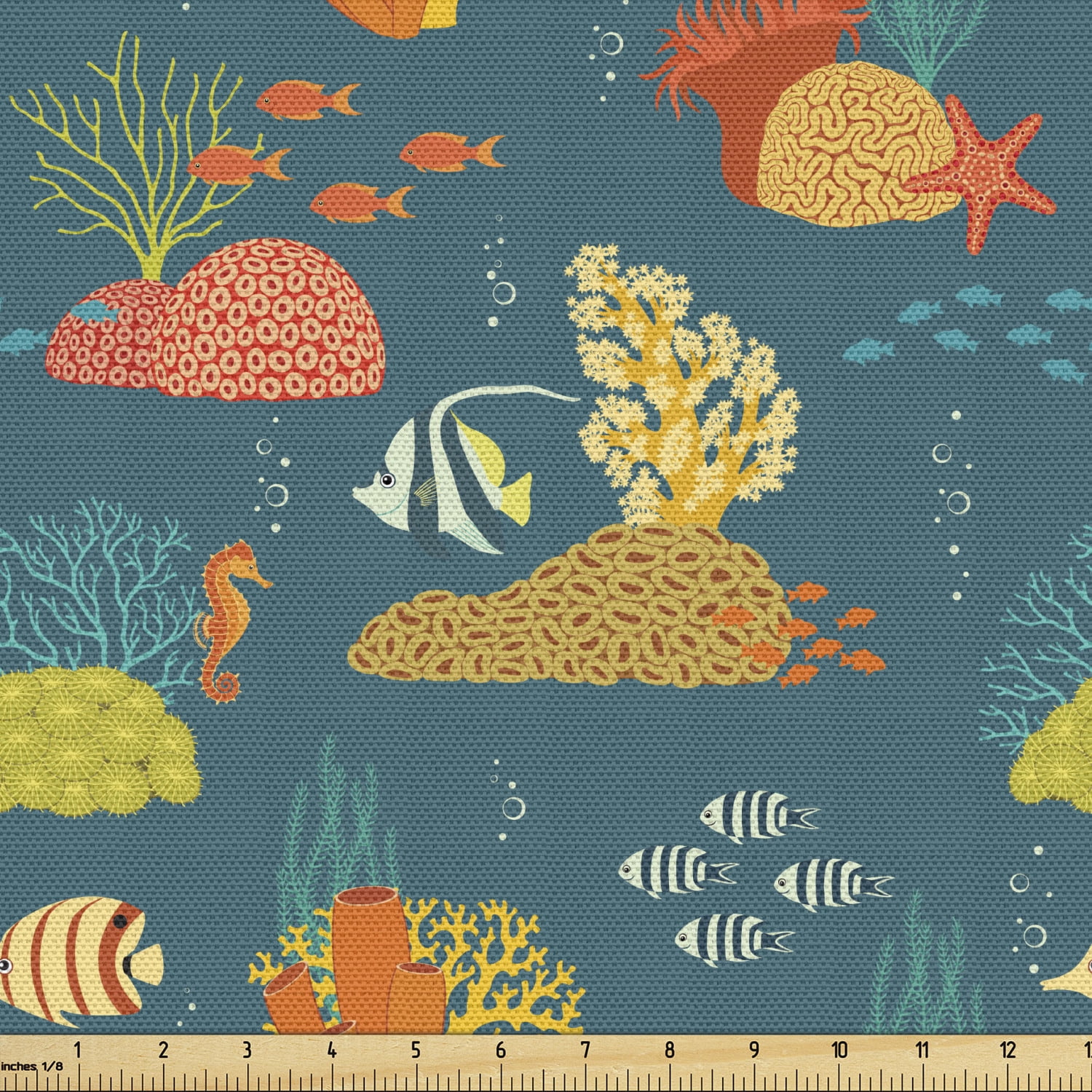 Ambesonne Under the Sea Fabric by the Yard Upholstery, Corals Habitat ...