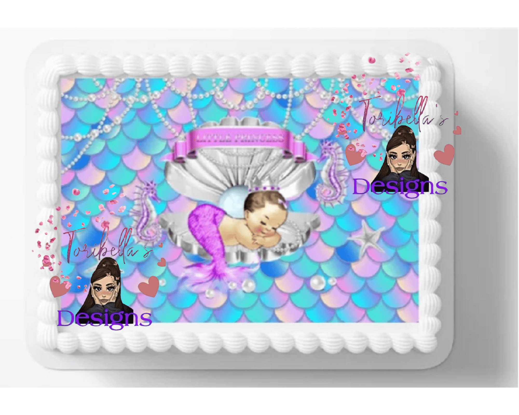 Under the Sea Little Princess Mermaid Edible Image Baby Shower Cake ...