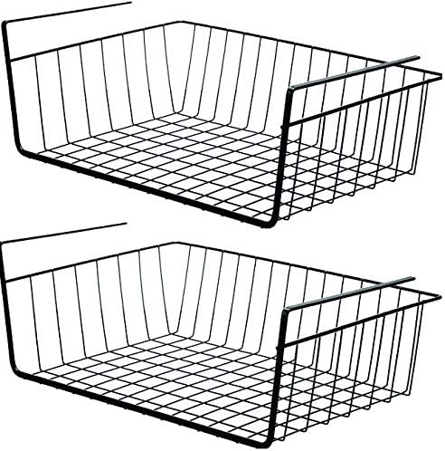 Under Shelf Basket,2 Pack Slides Under Cabinet Storage Shelf Wire ...