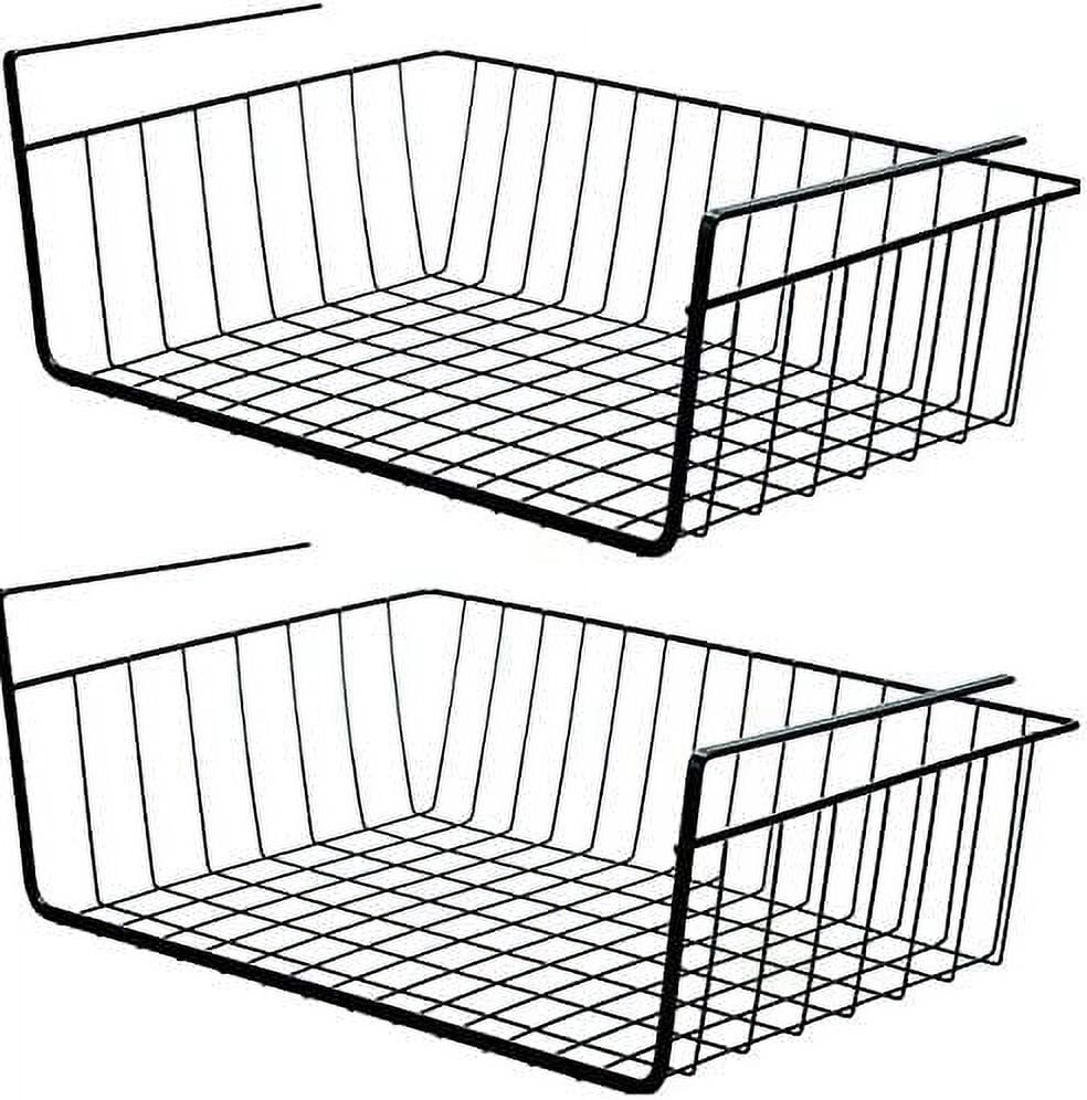Under Shelf Basket,2 Pack Slides Under Cabinet Storage Shelf Wire ...